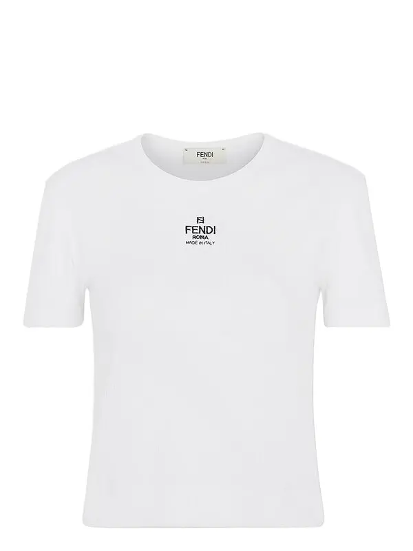 Fendi Ribbed Cotton T-shirt - White