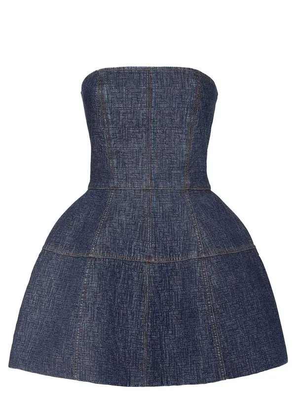 Fendi Padded Denim Mini Dress - Blue