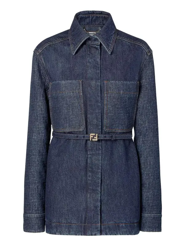 Fendi Ff Denim Jacket - Blue