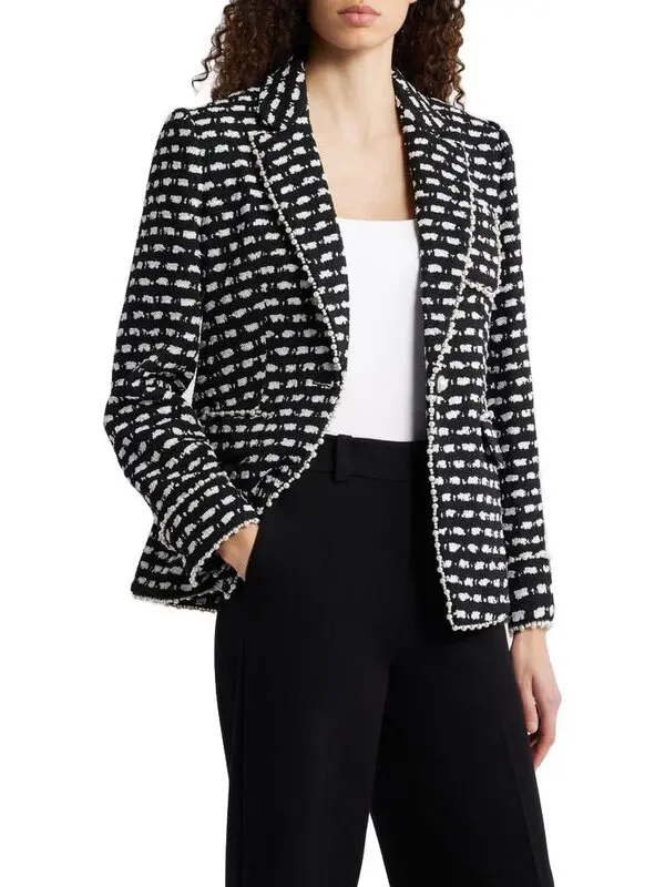 Elie Tahari Selma Tweed Jacket - Black And White Tweed