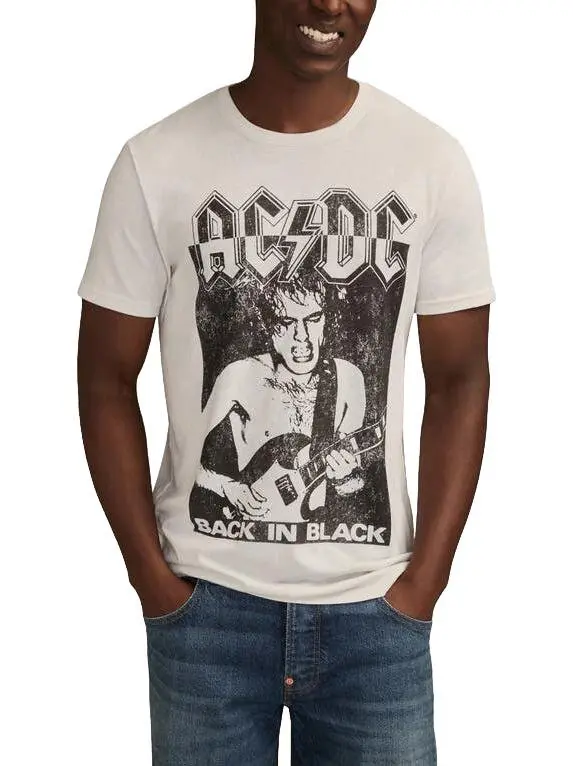 Lucky Brand Ac/dc Black In Black Graphic T-shirt - Silver Birch