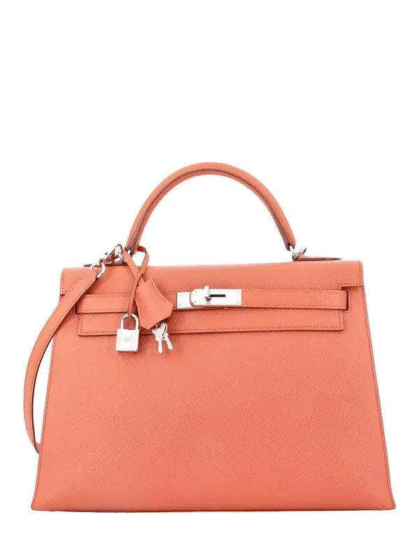 HERMES Kelly Handbag Pink Epsom With Palladium Hardware 32 - Flamingo
