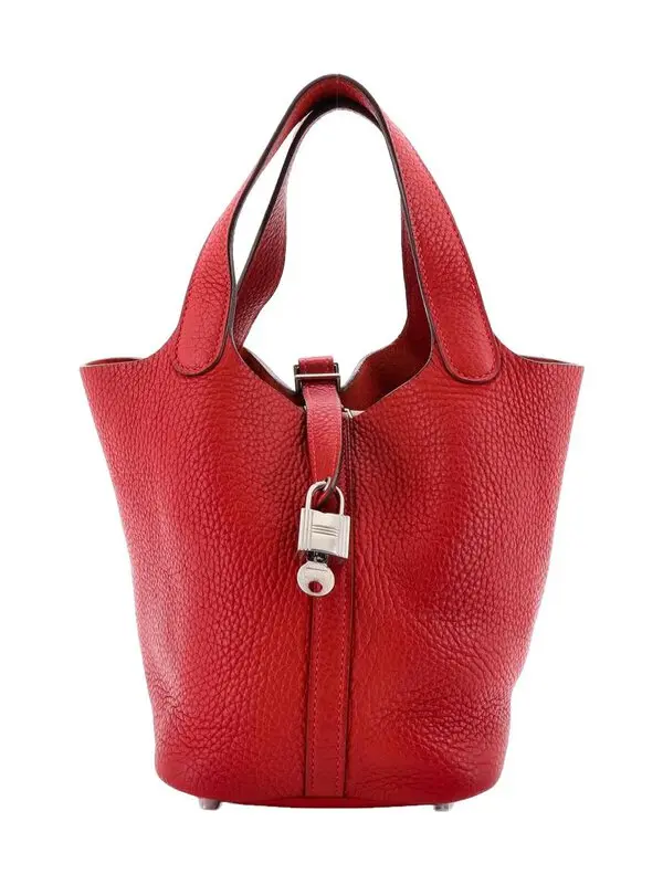 HERMES Picotin Lock Bag Clemence Pm - Rouge Casaque
