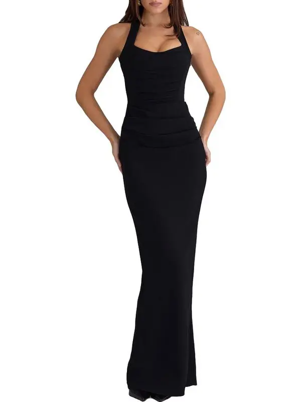 House Of Cb Sahar Halter Maxi Dress - Black