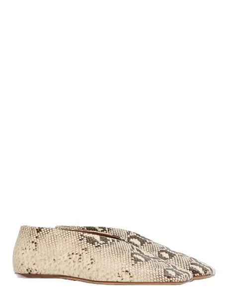 MANSUR GAVRIEL Snakeskin Embossed Square Toe Flat - Roccia