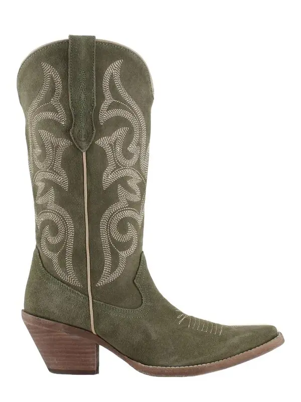 BUCK & BRANA Tessa Leather Boots - Olive