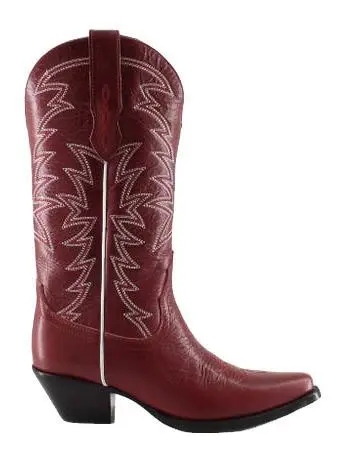 BUCK & BRANA Isabella Leather Boots - Red