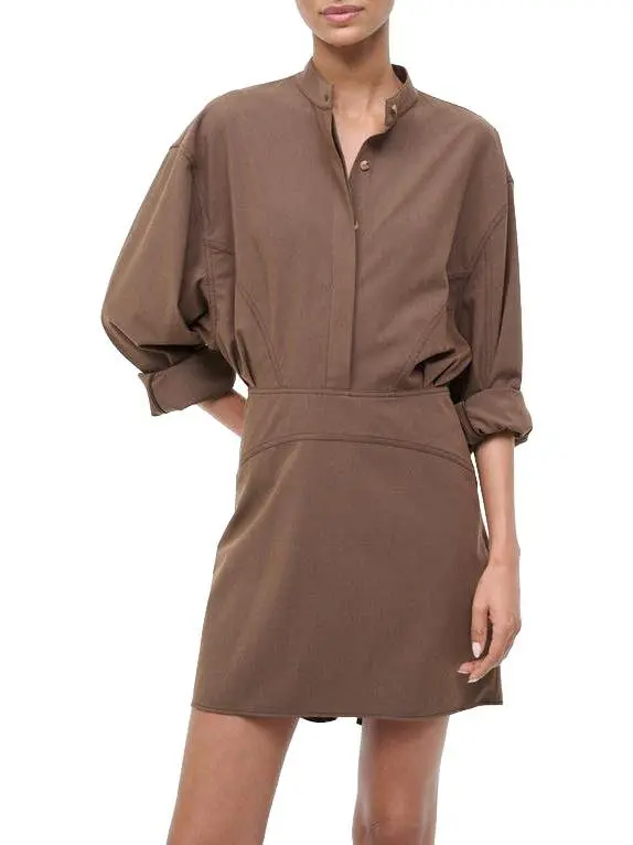 Staud Kiln High-low Long Sleeve Shirt Dress - Nutmeg