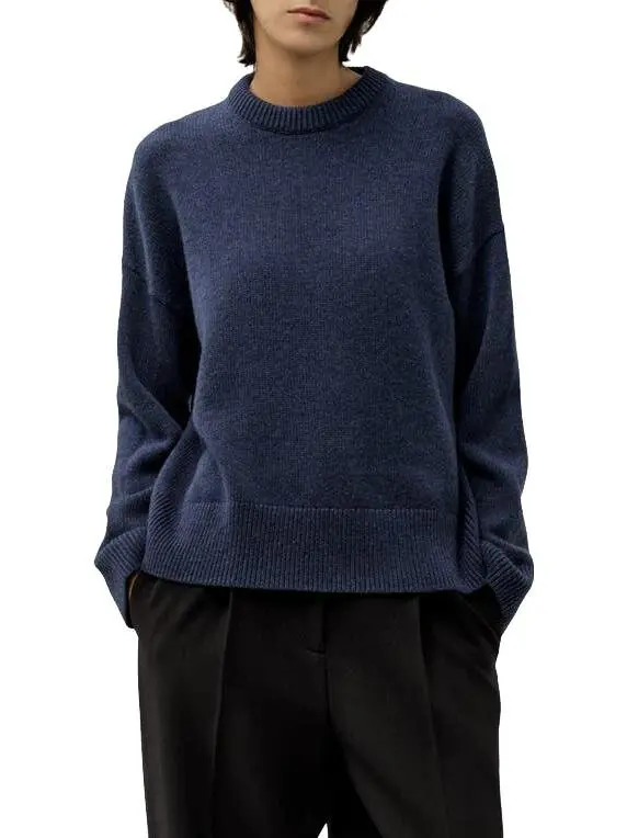 Lilysilk Oversized Crewneck Wool-cashmere Sweater - Indigo