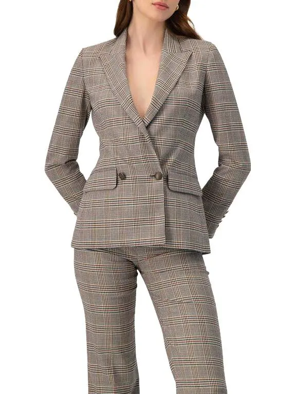 IVONNE Double-breasted Prince Of Wales Blazer - Multi-brown