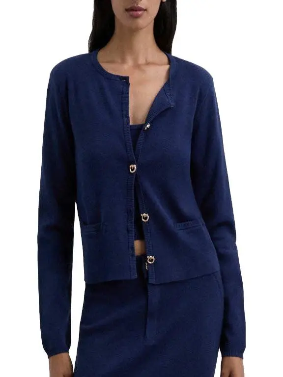 SCALPERS Fine Knit Cardigan - Navy