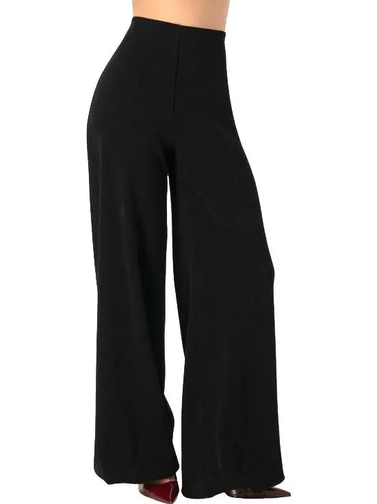 IVONNE Corduroy Wide-leg Trousers - Black