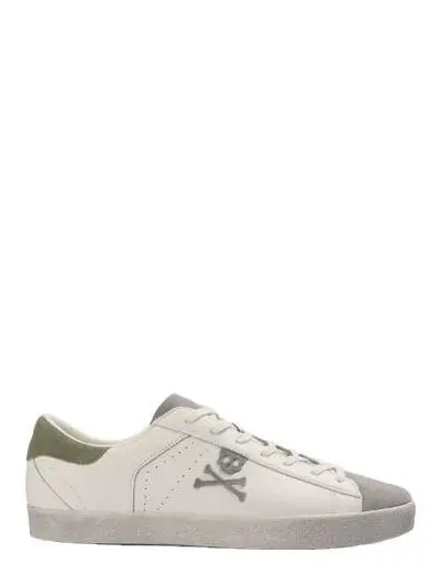 SCALPERS Side Skull Leather Sneakers - Khaki