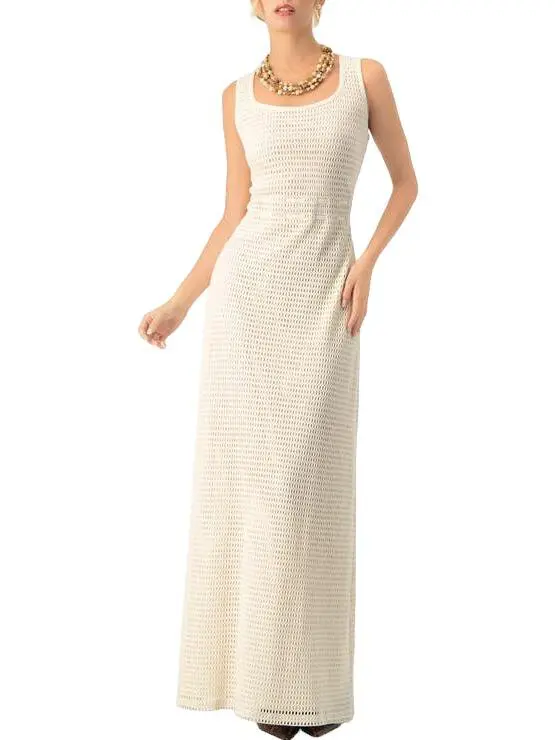 IVONNE Knitted Maxi Dress With Knotted Waist - Natural