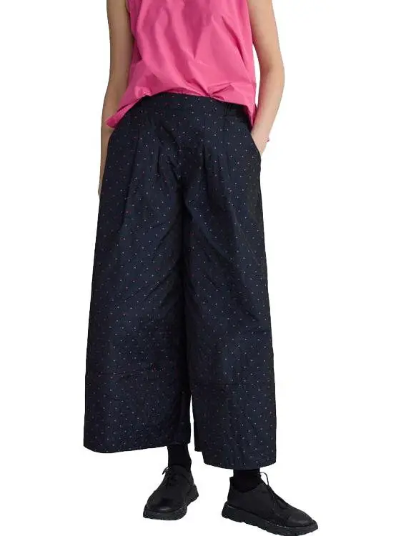 LUUKAA Nova Cropped Wide-leg Pants - Navy