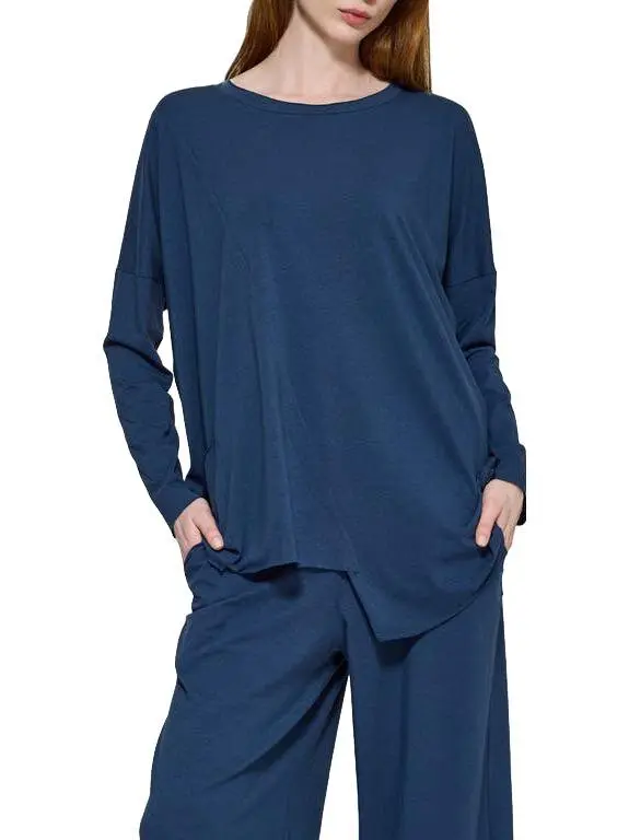 LUUKAA Asymmetrical Hem Cotton Jersey Blouse - Black