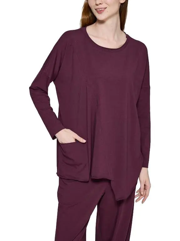 LUUKAA Asymmetrical Hem Cotton Jersey Blouse - Bordeaux
