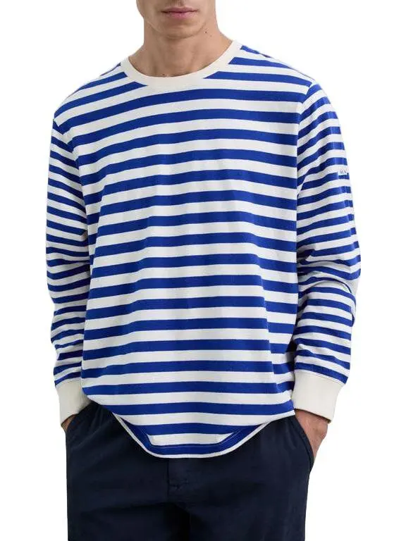 SCALPERS Mixedstriped Ls Tee - Darkblue