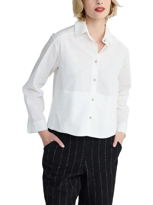 LUUKAA Poplin And Jersey Mixed-media Shirt - Ecru