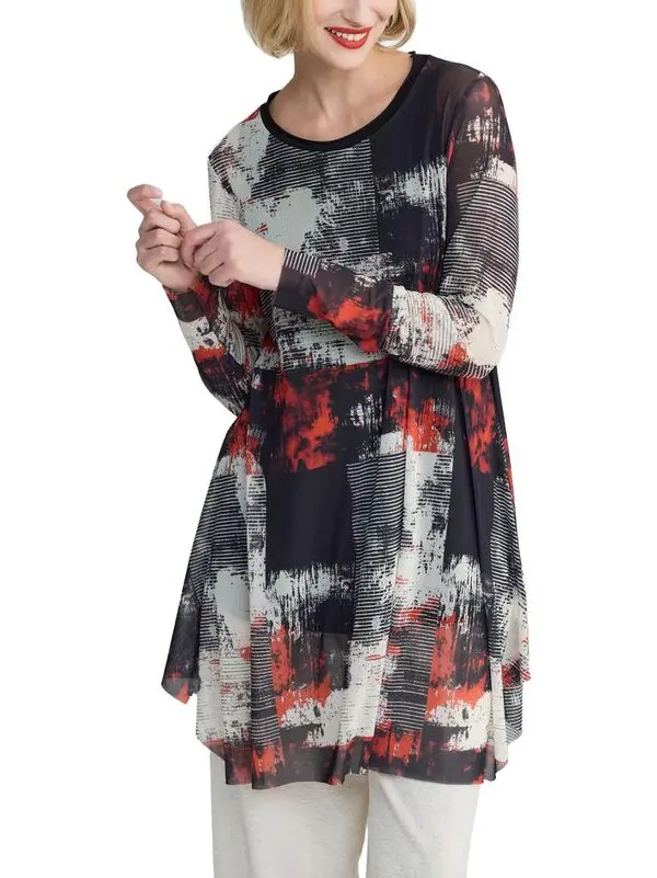 LUUKAA Printed Mesh Tunic - Red Print