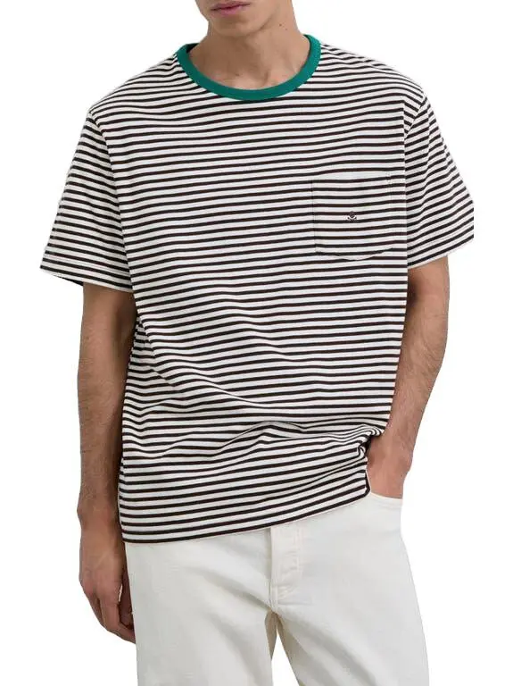 SCALPERS Stripedpocket Tee - Darkbrown