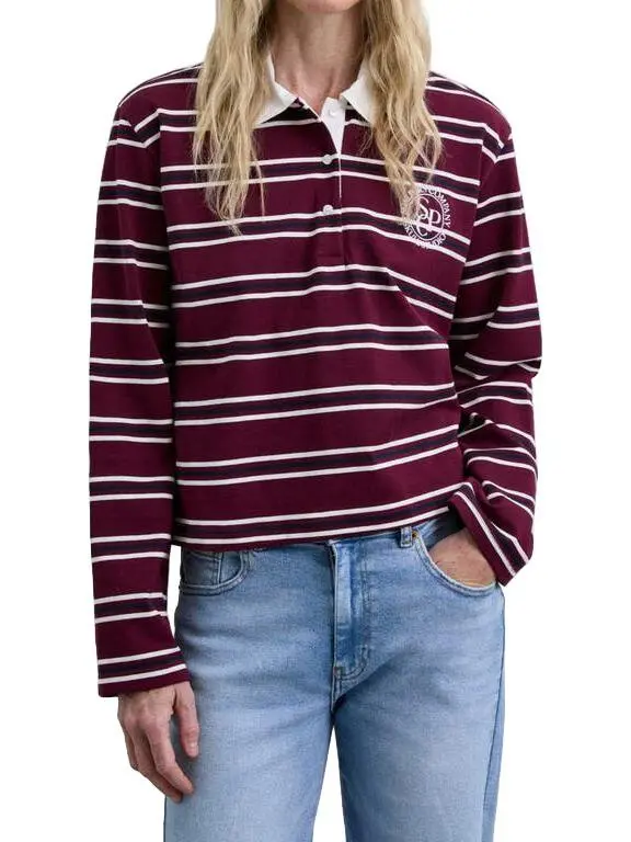 SCALPERS Corporate Polo Tee - Burgundystripes