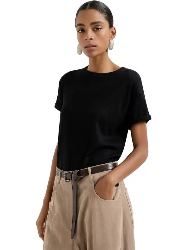 Brunello Cucinelli Cashmere And Silk Lightweight Sweater - Black