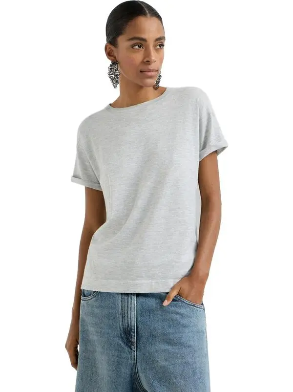 Brunello Cucinelli Cashmere And Silk Lightweight Sweater - Light Grey
