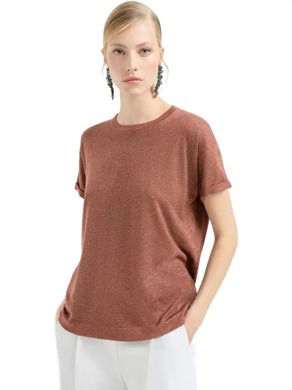 Brunello Cucinelli Cashmere And Silk Lightweight Sweater - Orange