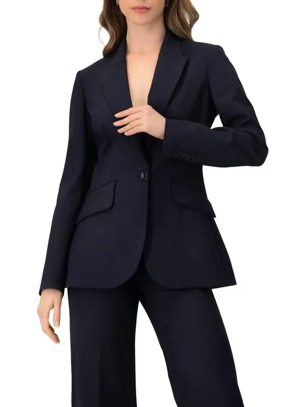 IVONNE Tailored One-button Blazer - Navy Blue