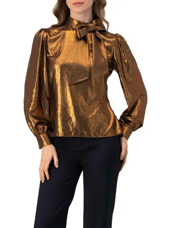 IVONNE Metallic Bow Blouse - Copper
