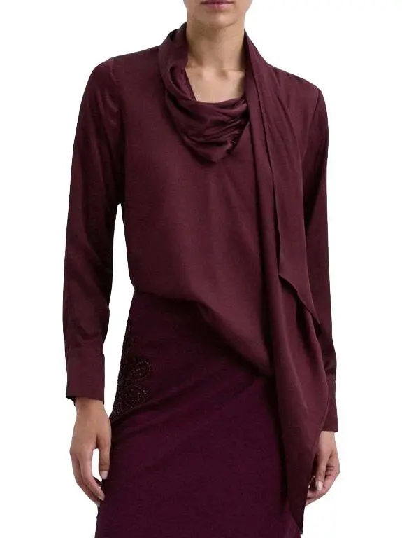 SCALPERS Saten Shirt - Burgundy