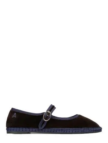 SCALPERS Velvet Strap Slipper - Brownnavy