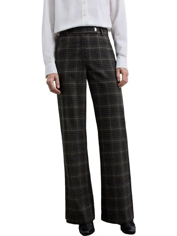 SCALPERS Check Suit Trousers - Browncheck