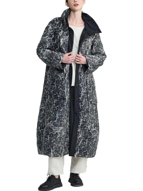 LUUKAA Fiora Voluminous Faux Fur Coat With Hand Muff - Ecru Black
