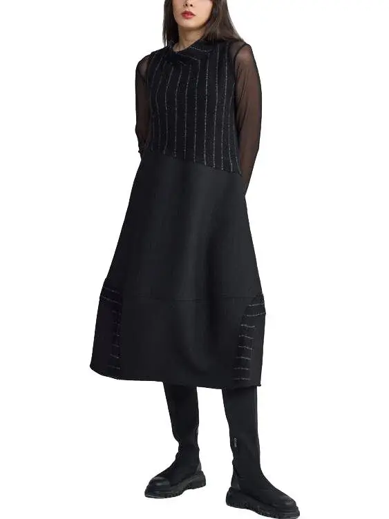 LUUKAA Balloon-shaped Sleeveless Dress - Monochrome Black