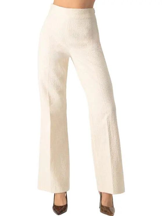 IVONNE Wide-leg Textured Trousers - Natural