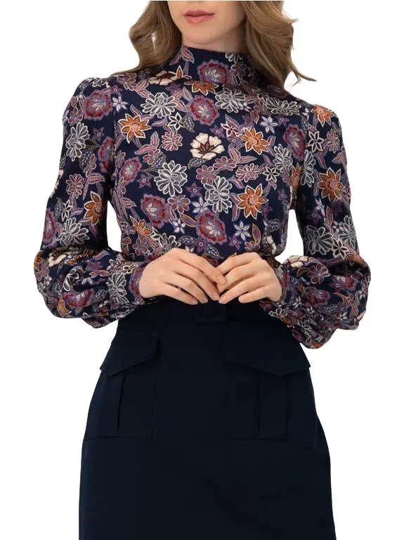 IVONNE Floral Print Tie-back Blouse - Multi-brown