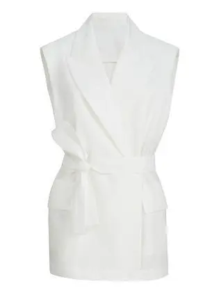 Brunello Cucinelli Poplin Belted Vest - White