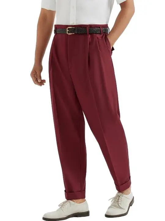Brunello Cucinelli Virgin Wool Trousers - Cherry