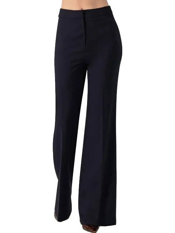 IVONNE Tailored Straight-leg Trousers - Navy Blue