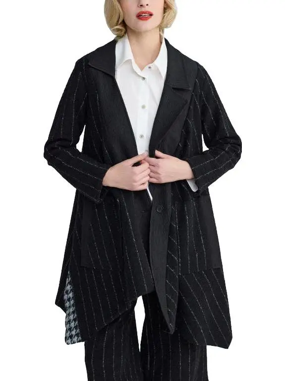 LUUKAA Sunniva Mixed-media Long Jacket - Monochrome Black