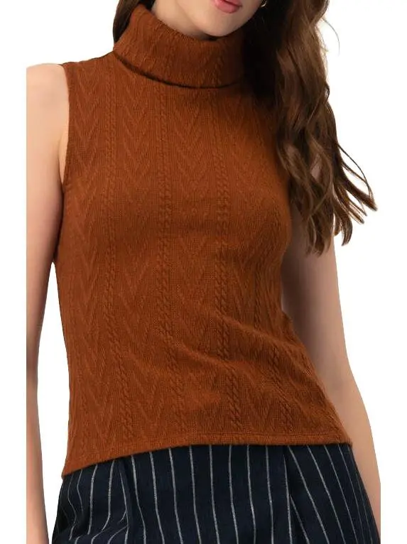 IVONNE High Neck Sleeveless Knit Top - Brown