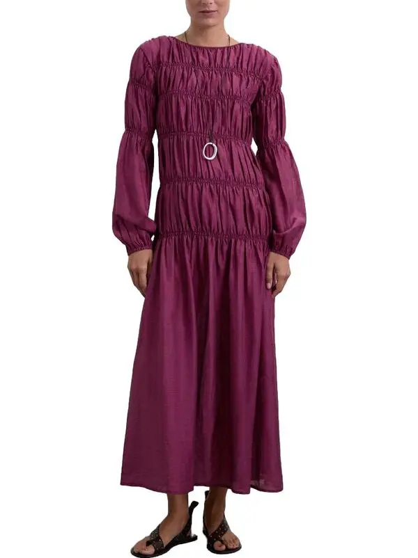 SCALPERS Smock Midi Dress - Burgundy