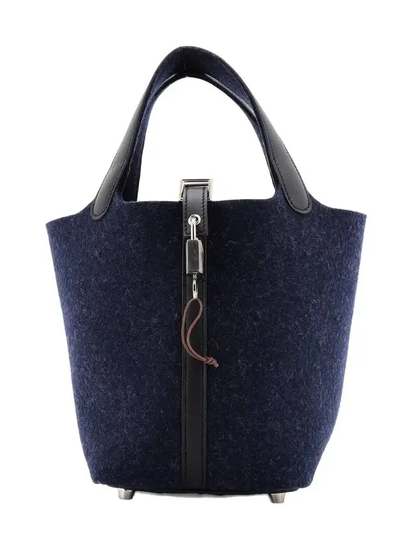 HERMES Picotin Lock Bag Felt With Leather Pm - Bleu Nuit