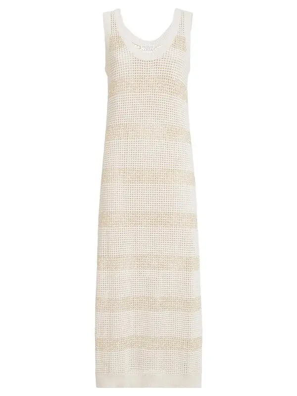 Brunello Cucinelli Striped Cotton Dress - Oat
