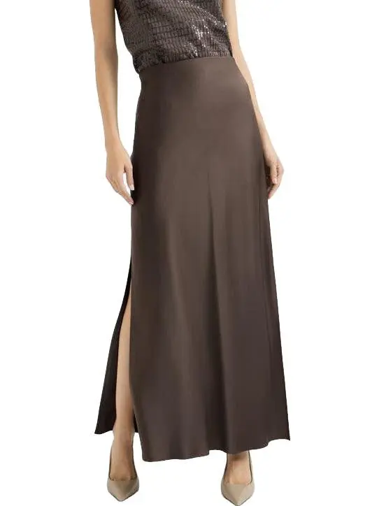 Brunello Cucinelli Bias-cut Maxi Skirt - Cocoa
