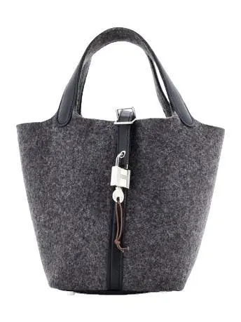 Hermès Picotin Lock Bag Felt With Leather Pm - Grey