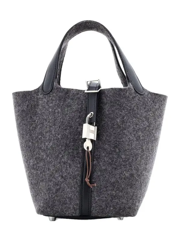 HERMES Picotin Lock Bag Felt With Leather Pm - Gris Moyen