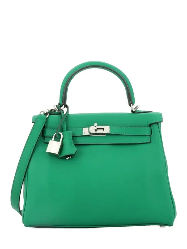 HERMES Kelly Handbag Green Swift With Palladium Hardware 25 - Vert Vertigo